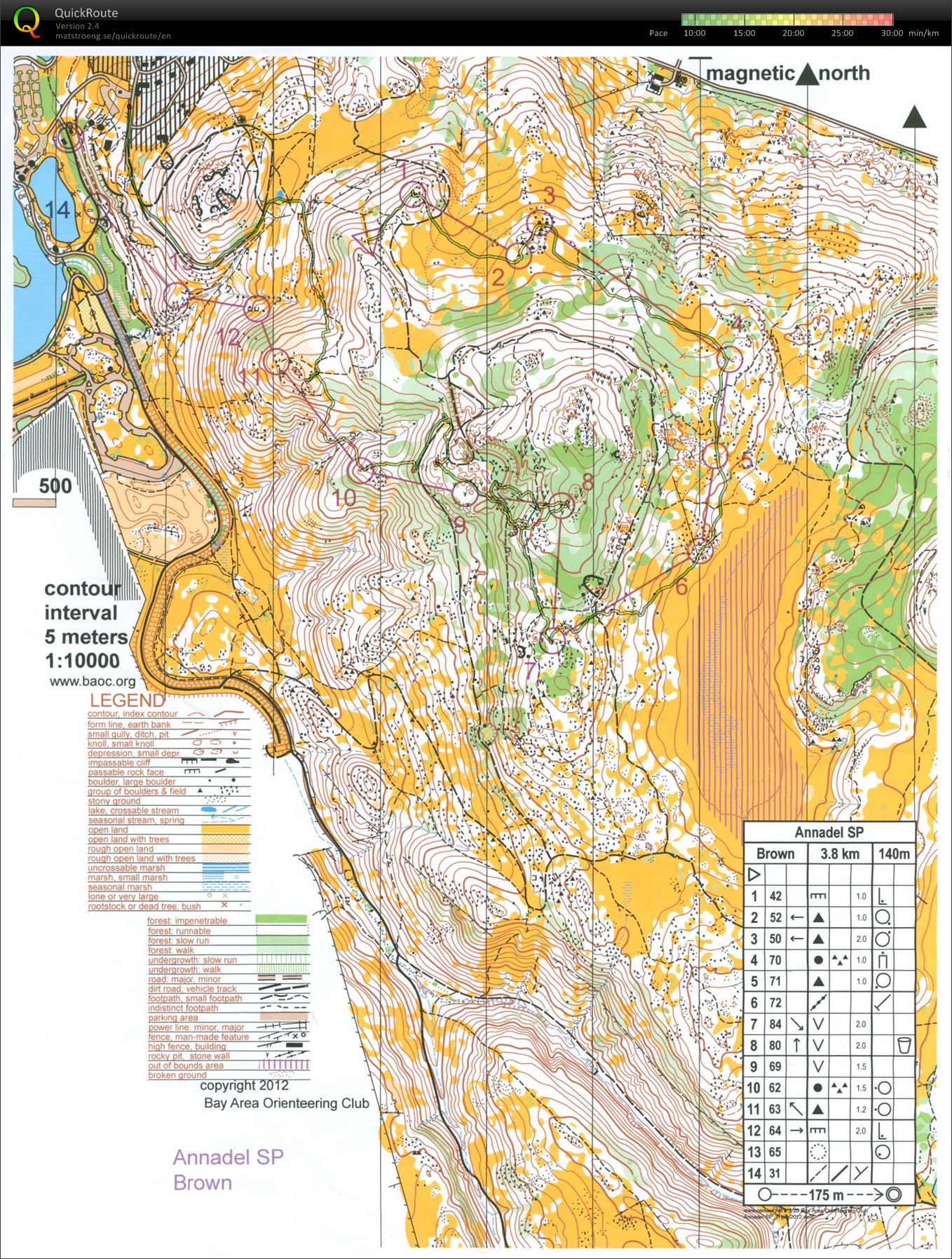 My digital orienteering map archive :: Annadel brown course (24/12/2012)